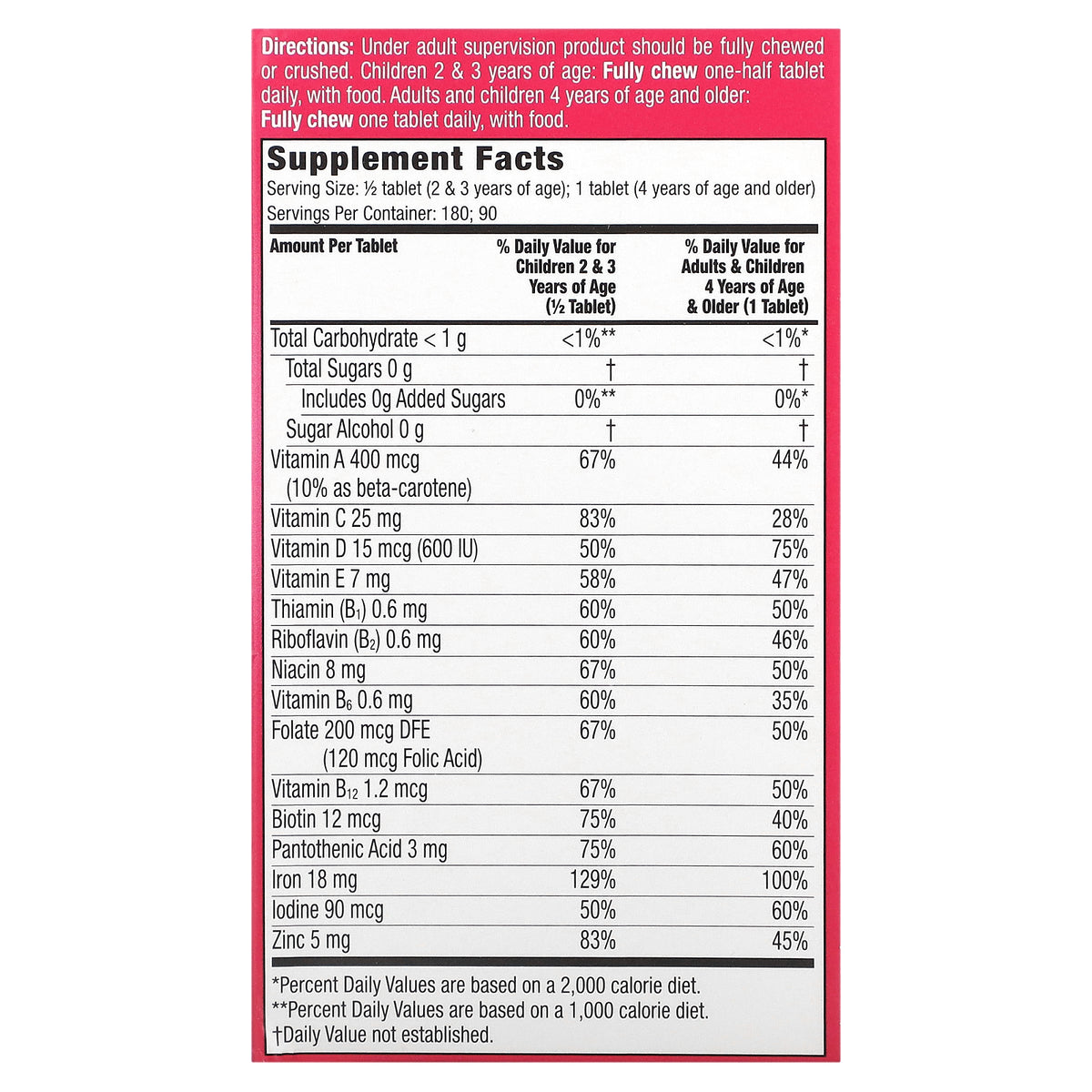 Flintstones, Children's Multivitamin, Plus Extra Iron, 90 Chewable Tab ...