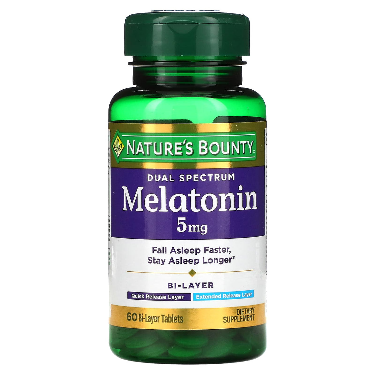 Nature's Bounty, Dual Spectrum, Melatonin, 5 mg, 60 Bi-Layer Tablets ...