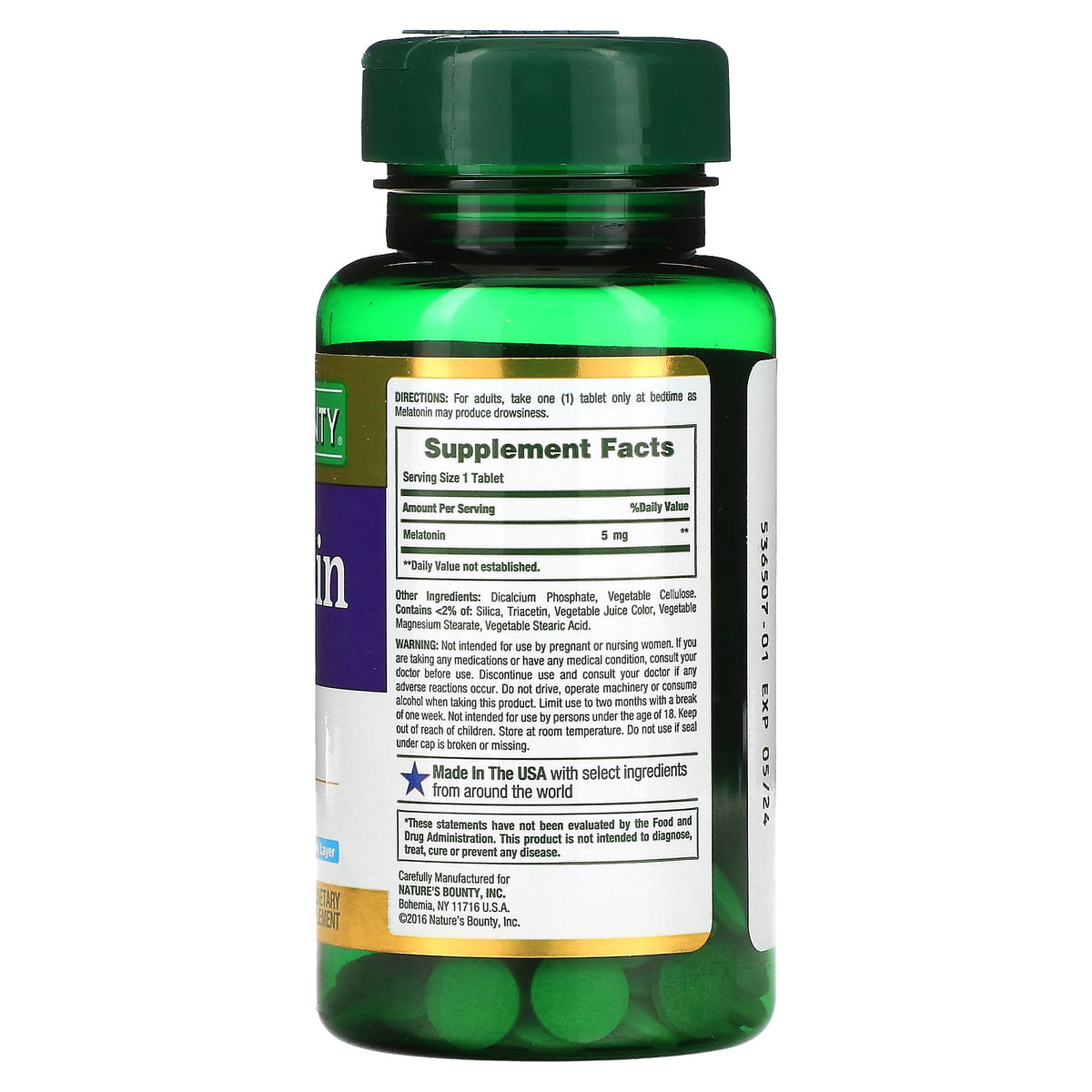Nature's Bounty, Dual Spectrum, Melatonin, 5 mg, 60 Bi-Layer Tablets ...