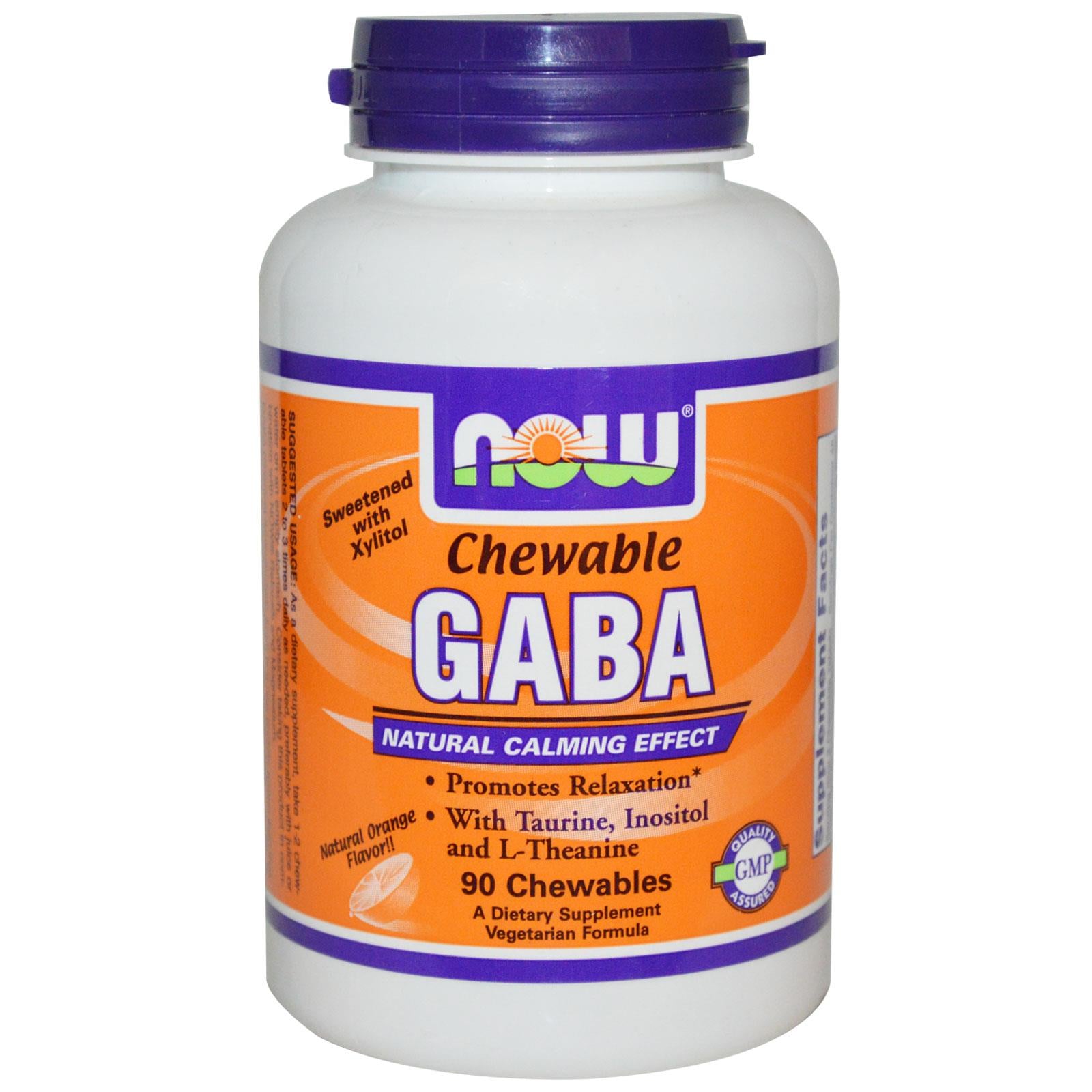 Now Foods, GABA, Chewable, Natural Orange Flavour, 90 Chewables ...