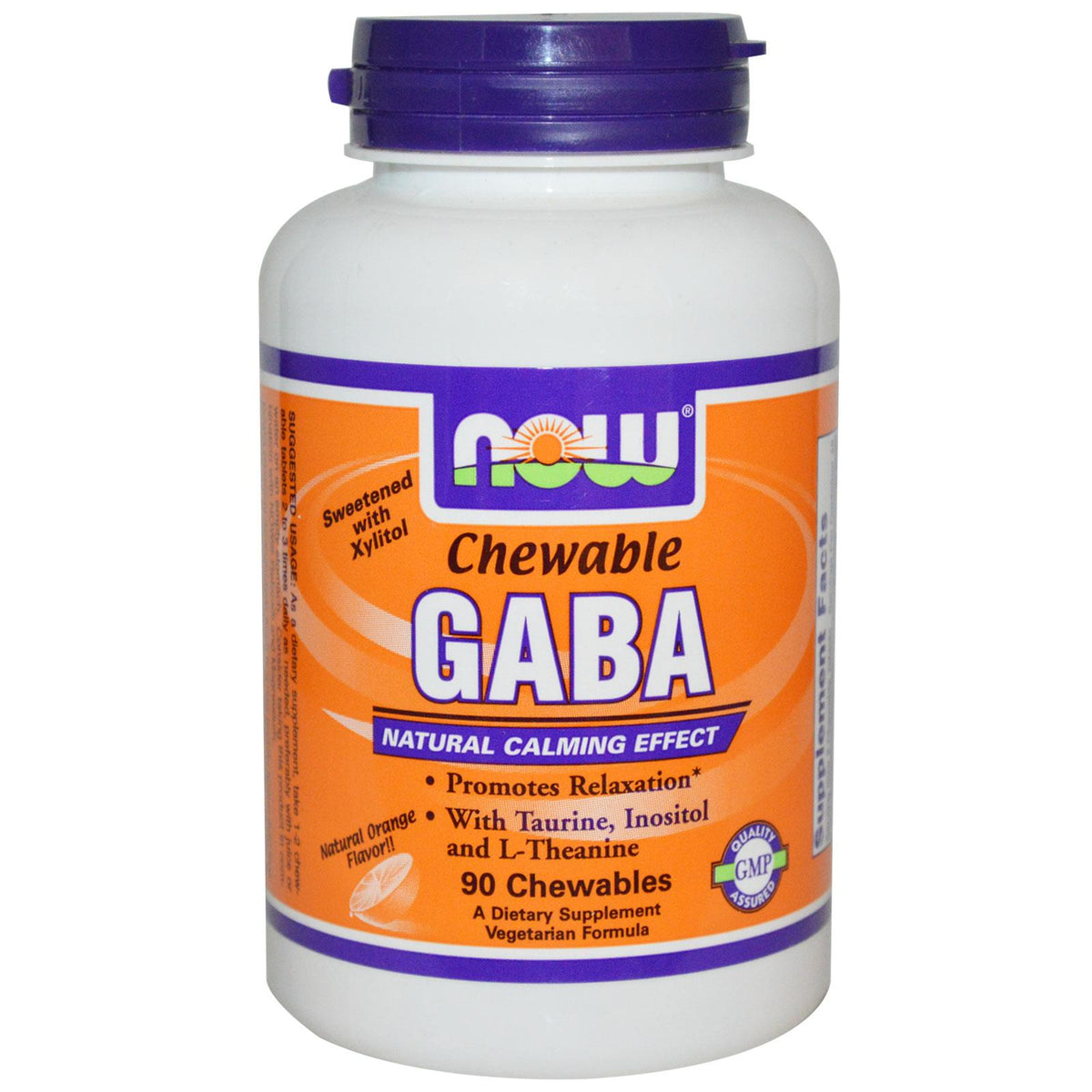 Now Foods, GABA, Chewable, Natural Orange Flavour, 90 Chewables ...