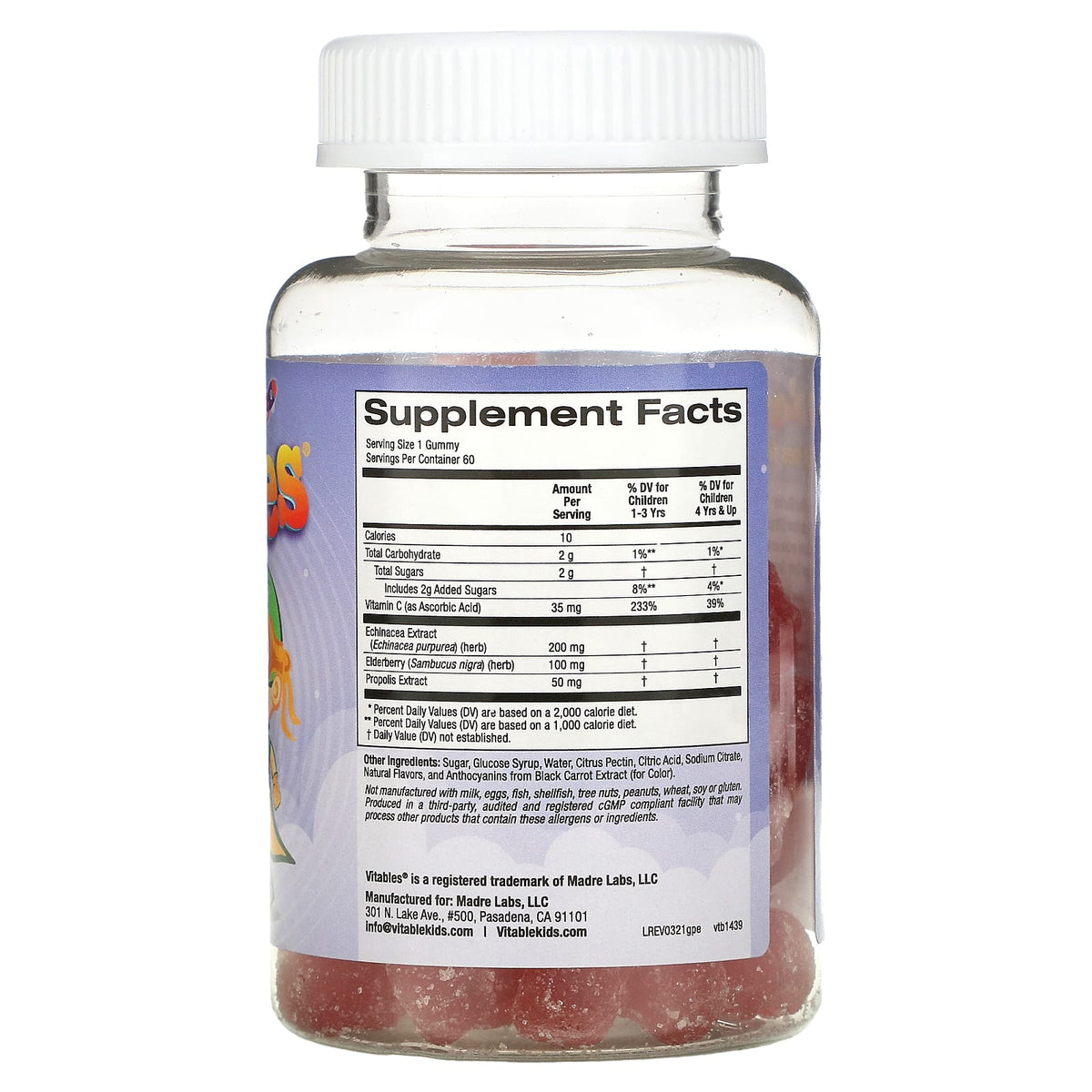 Vitables, Gummy Propolis & Echinacea for Children, Free Gelatin, Raspb – Mega Vitamins