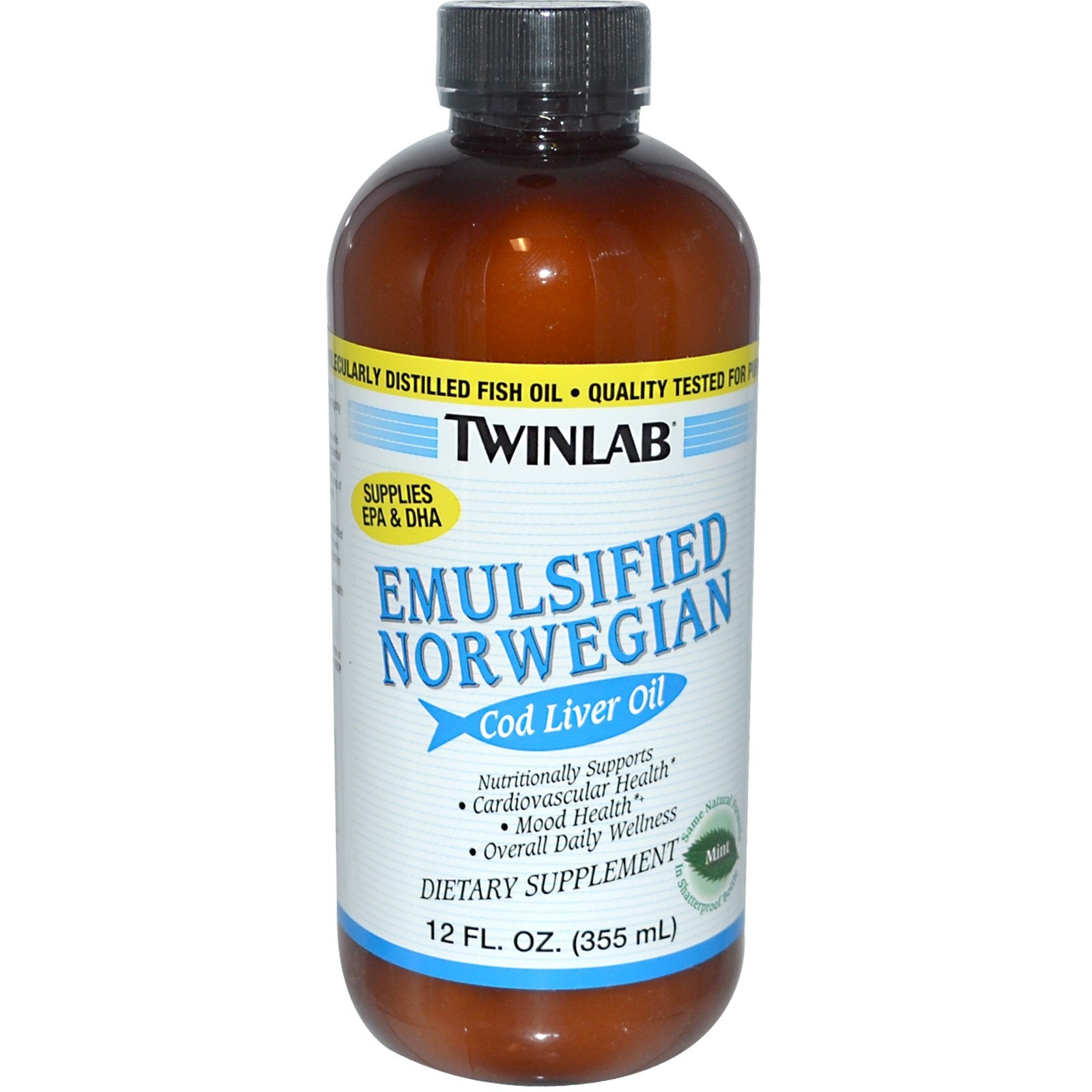 Buy Twinlab Emulsified Norwegian Cod Liver Oil Mint 12 fl oz (355ml ...