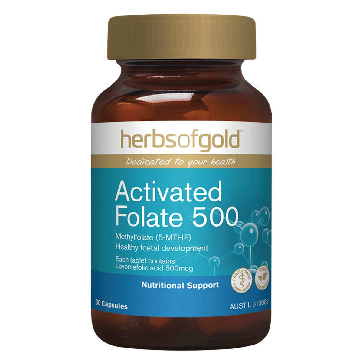Buy Herbs Of Gold Activated Folate 500, 60 Capsules Online ...