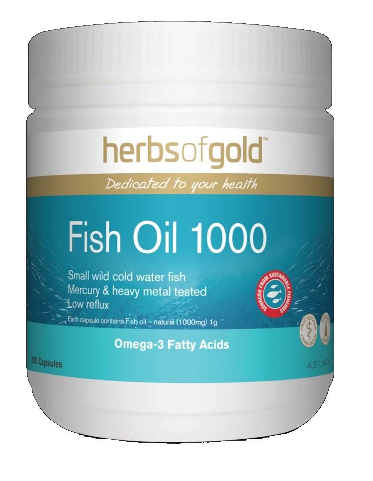 Buy Herbs of Gold Fish Oil 1000, 200 Capsules Online - Megavitamins ...